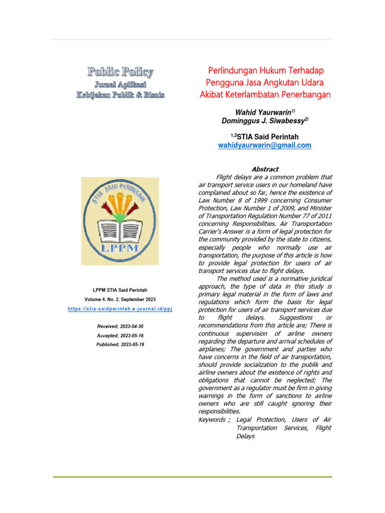 Legal Protection for Air Travelers | PDF | Aviation | Transport