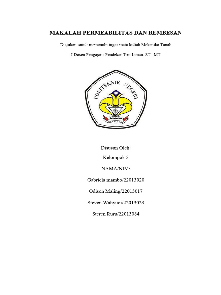 Makalah Permeabilitas Dan Rembesan | PDF