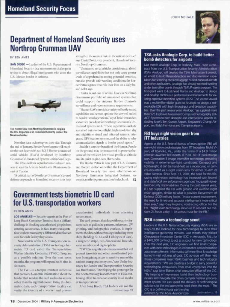 Department of Homeland Security Uses Northrop Grumman UAV | PDF | Unmanned Aerial Vehicle ...