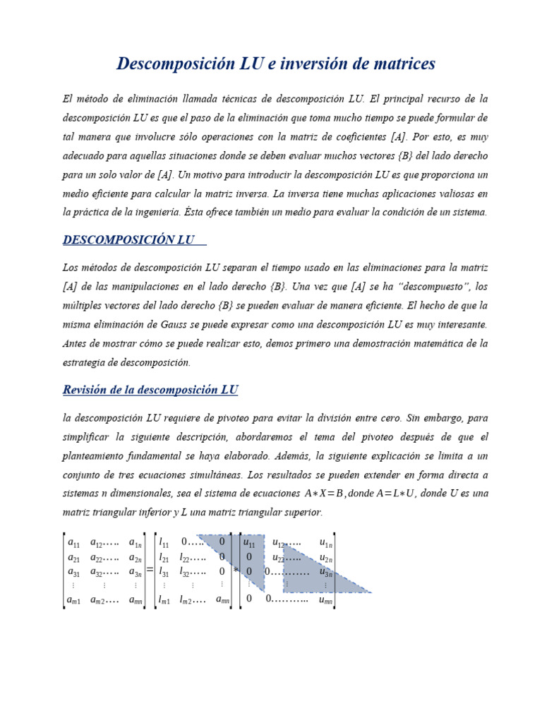 Metodo Lu | PDF | Informática teórica | Relaciones matematicas