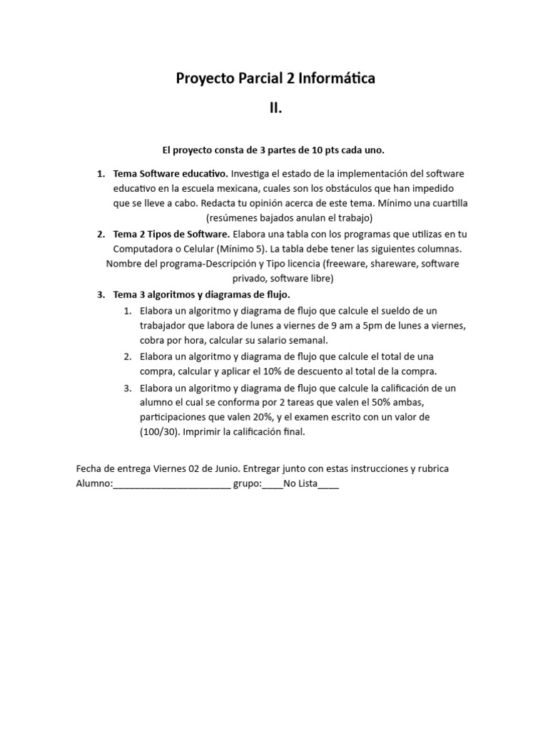 Proyecto Parcial 2 | PDF | Algoritmos | Software