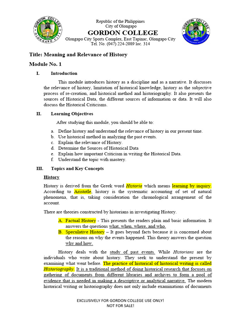 Module 1 2 - Reading in Philippine History | PDF