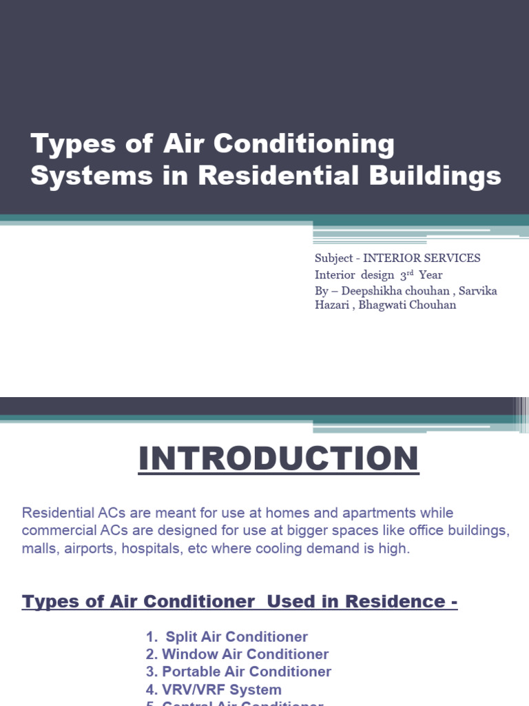 Types of Air Conditioning Systems in Residential Buildings | PDF | Air ...