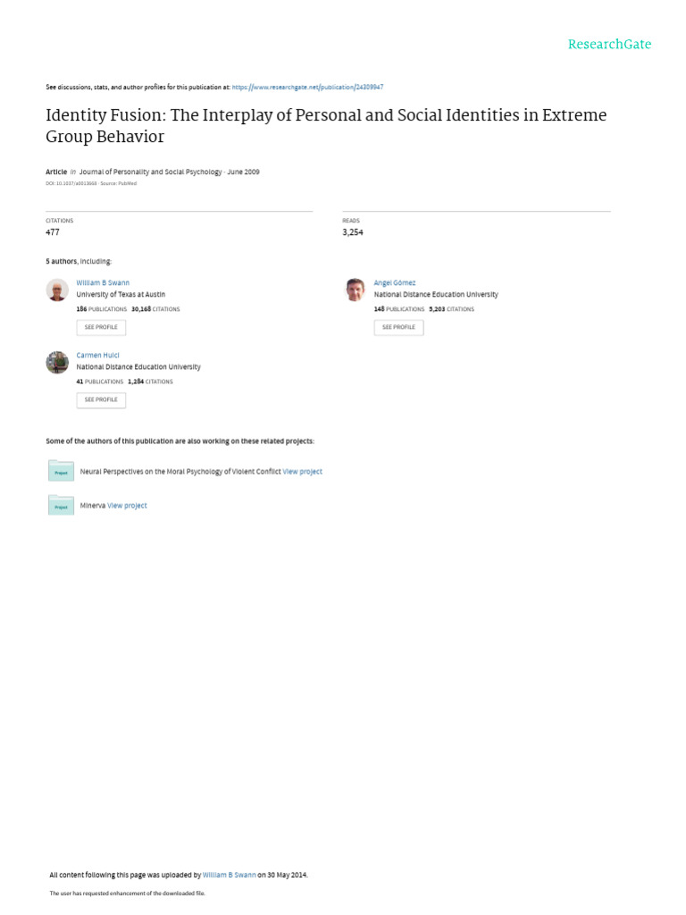 Identity Fusion The Interplay of Personal and Social Identities in ...