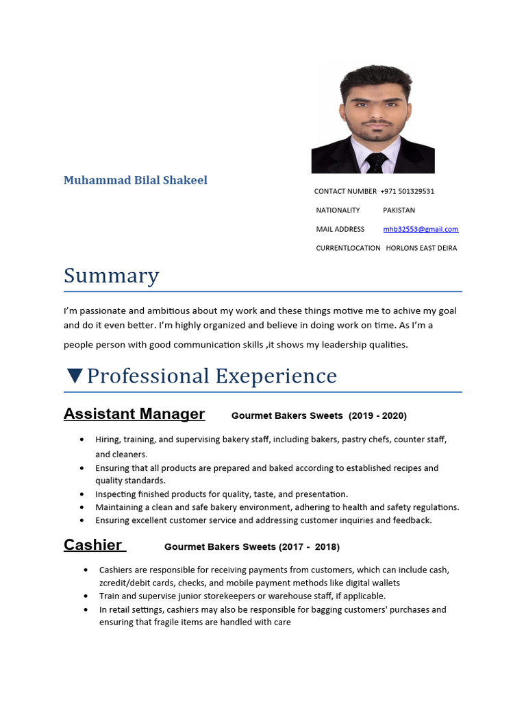 Muhammad Bilal New CV | PDF | Cash | Credit Card
