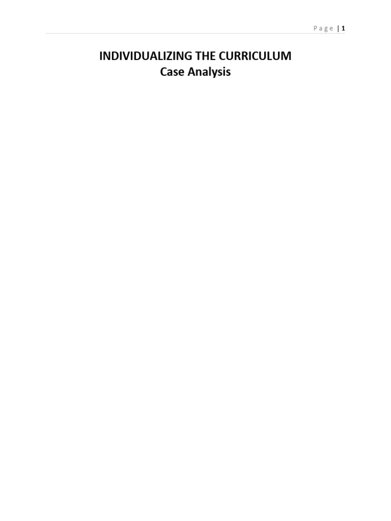 Case Analysis - Individualizing The Curriculum | PDF | Learning ...