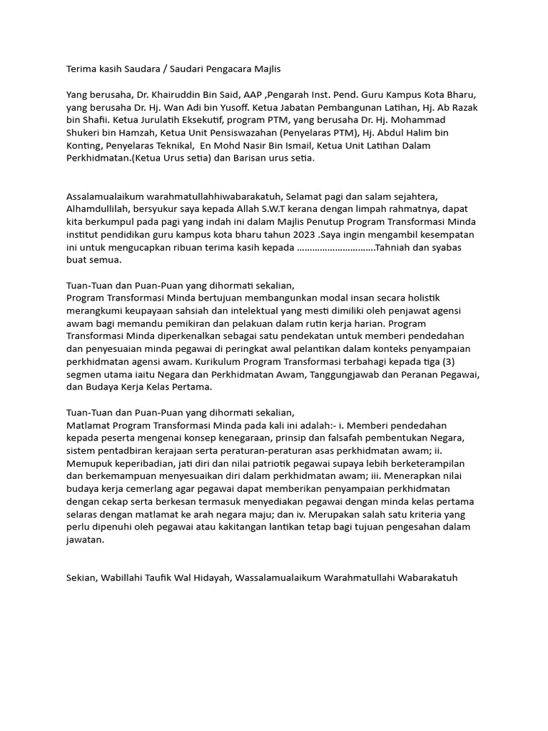 Teks Ucapan | PDF