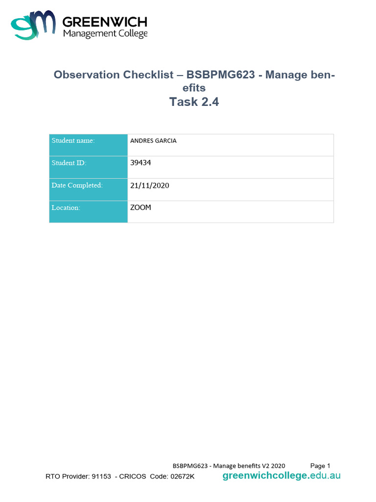 Observation Checklist Task 2.4-6 | PDF | Human Communication | Cognition