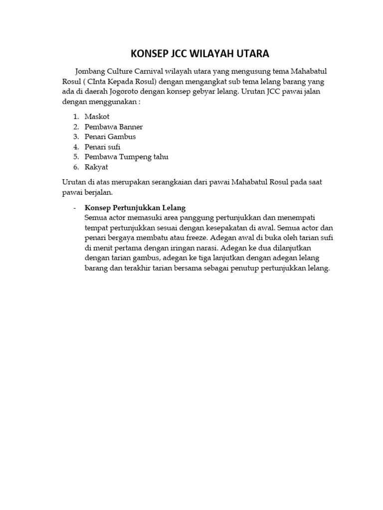 Konsep JCC Dan Script Cerita | PDF