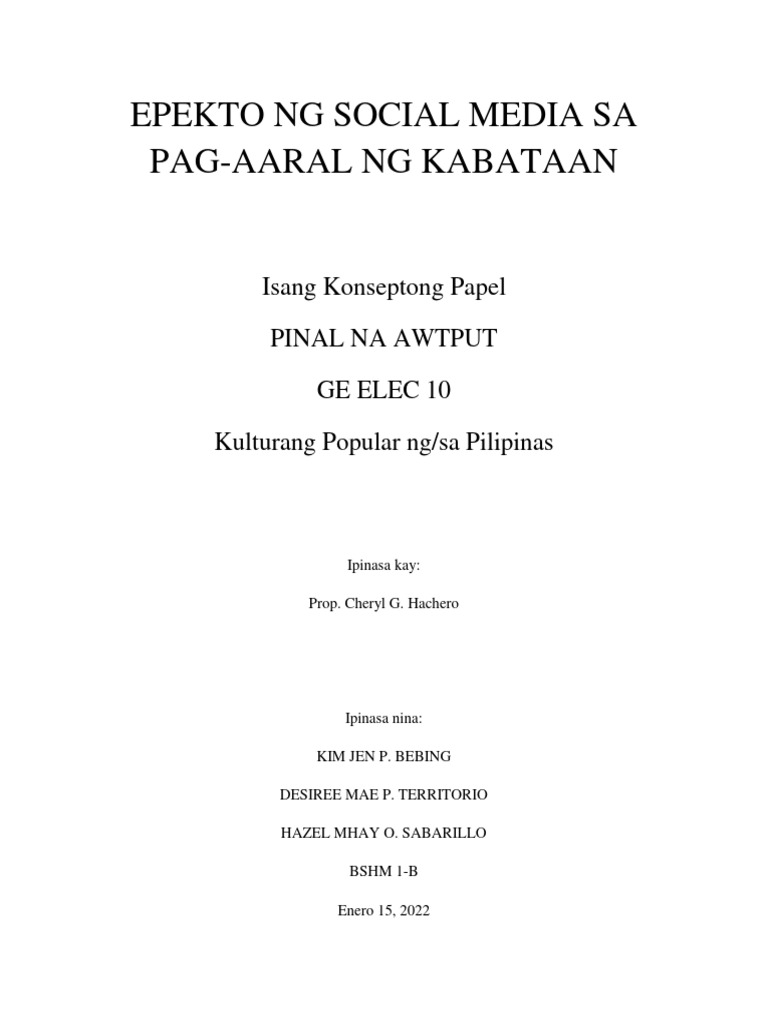 Konseptong Papel Pinal Na Awtput PDF | PDF