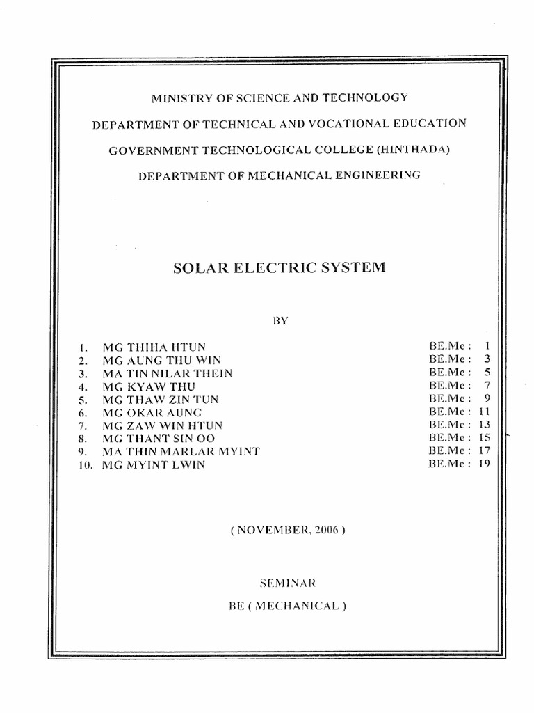 Solar Electric System | PDF