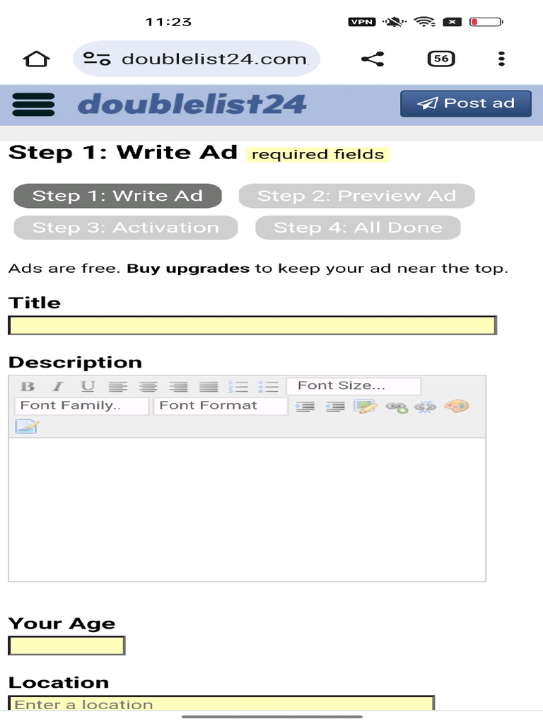 Ad Post Form - Doublelist24 | PDF