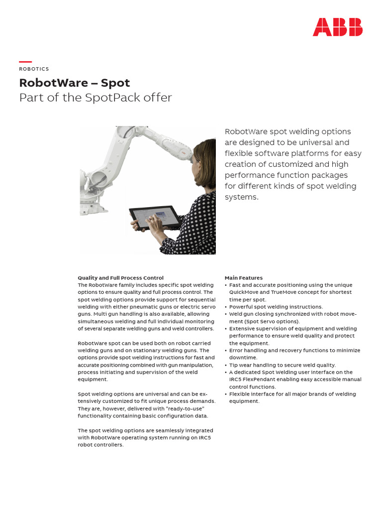 RobotWare Spot Datasheet PR10295EN - R4 RevG | PDF | Welding | Construction