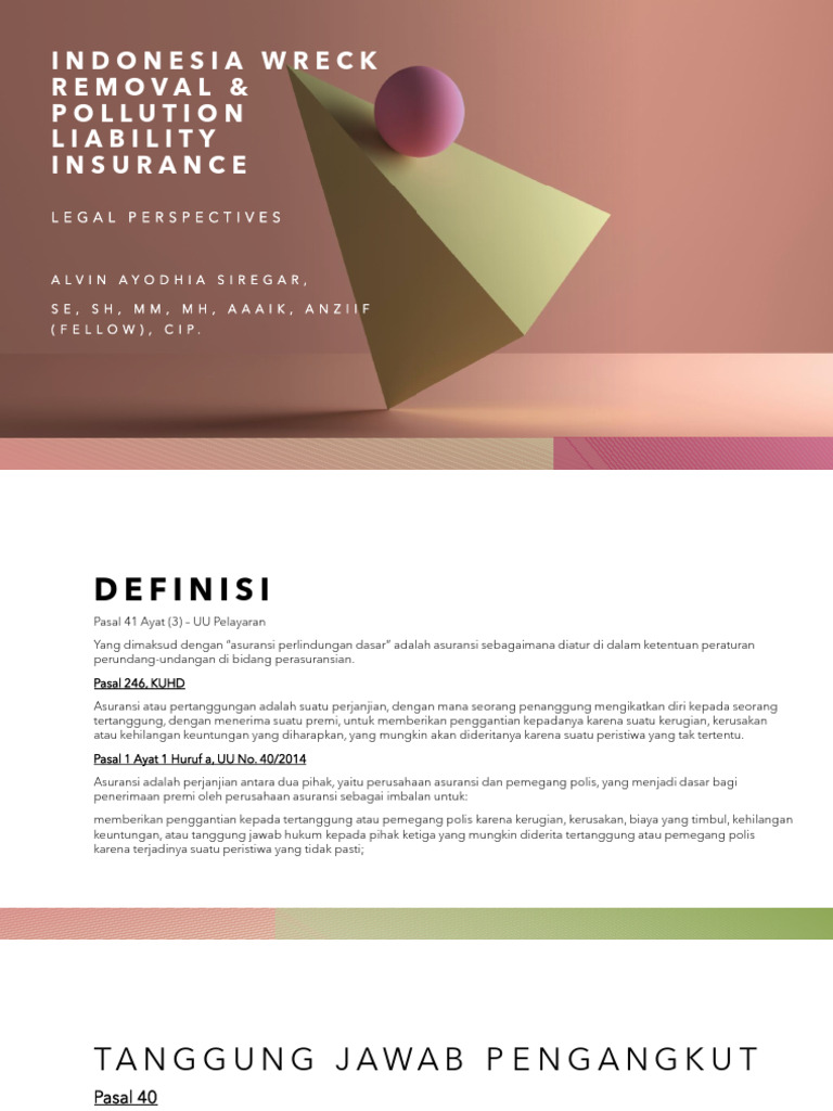 Alvin INDONESIA Wreck Removal & Pollution Liability Insurance | PDF