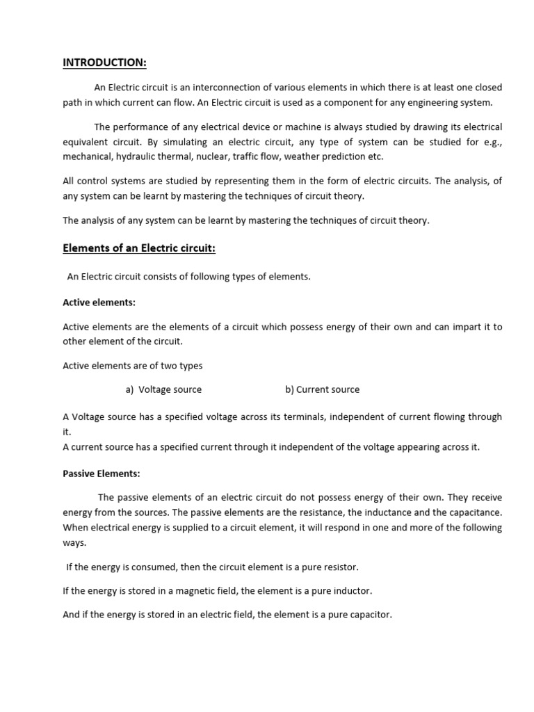 Understanding Electric Circuit Elements | PDF | Electrical Network | Capacitor