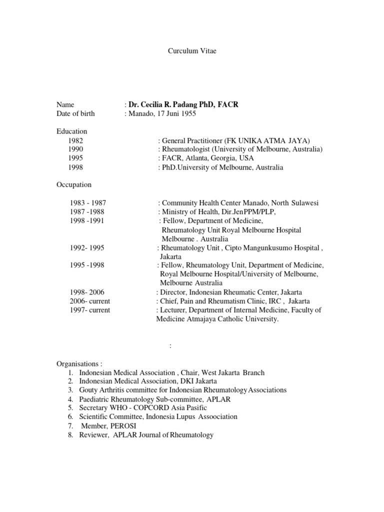 CV Dr. Cecilia Padang | PDF