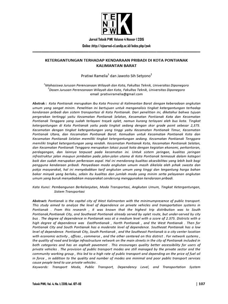 Ketergantungan Terhadap Kendaraan Pribad | PDF | Teknologi & Rekayasa