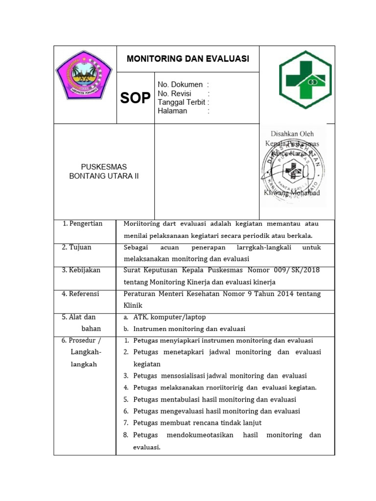 1.6.1.b. SOP MONITORING DAN EVALUASI KINERJA (PKP) | PDF