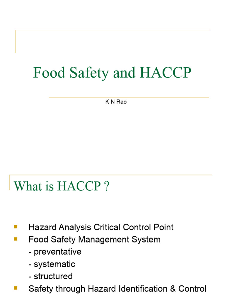 Food Safety and Haccp by K N Rao | PDF | Hazard Analysis And Critical Control Points | Hazards