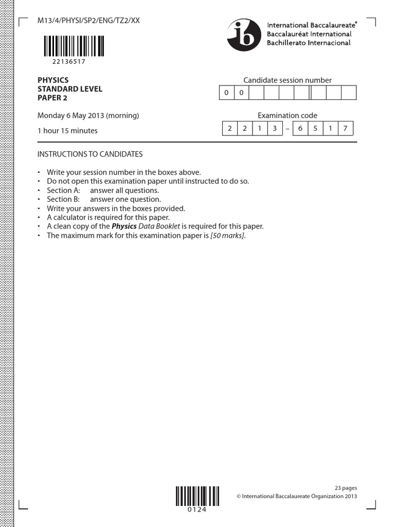 Physics SL Paper 2 TZ2 | Download Free PDF | Physical Sciences | Physics