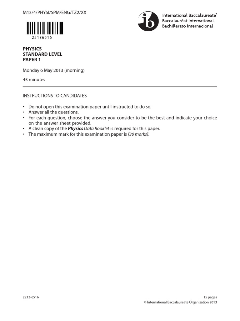 Physics SL Paper 1 TZ2 | PDF | Gases | Atomic Nucleus