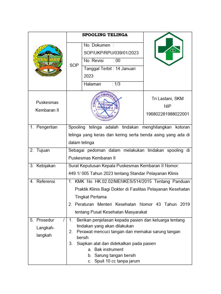 Sop Spooling Telinga | PDF