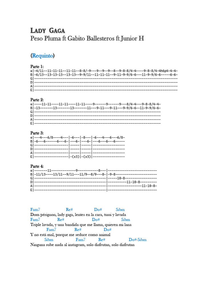 Lady Gaga (Requinto y Acordes) | PDF