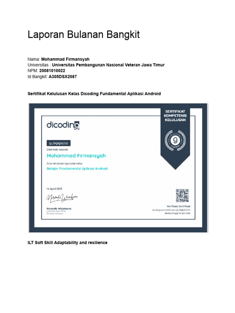 Laporan Bulanan Bangkit | PDF