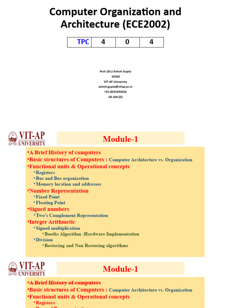 Computer Organization and Architecture (ECE2002) | PDF | Central ...