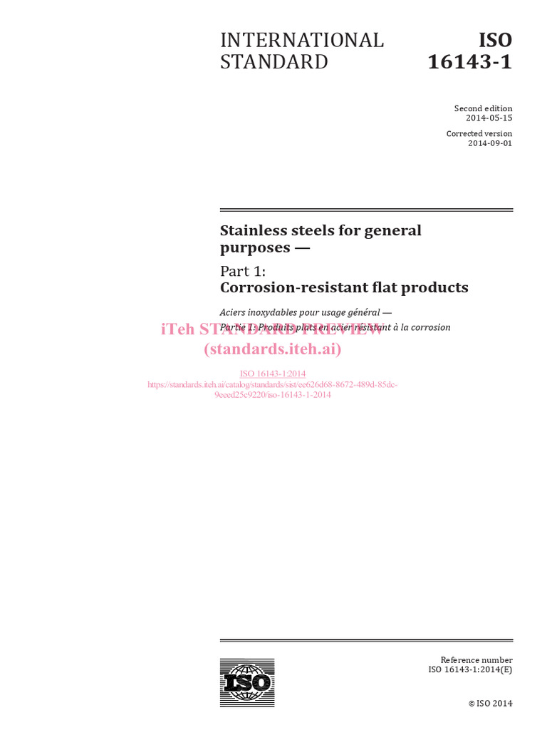 Iso 16143 1 2014 | PDF | Stainless Steel | Steel