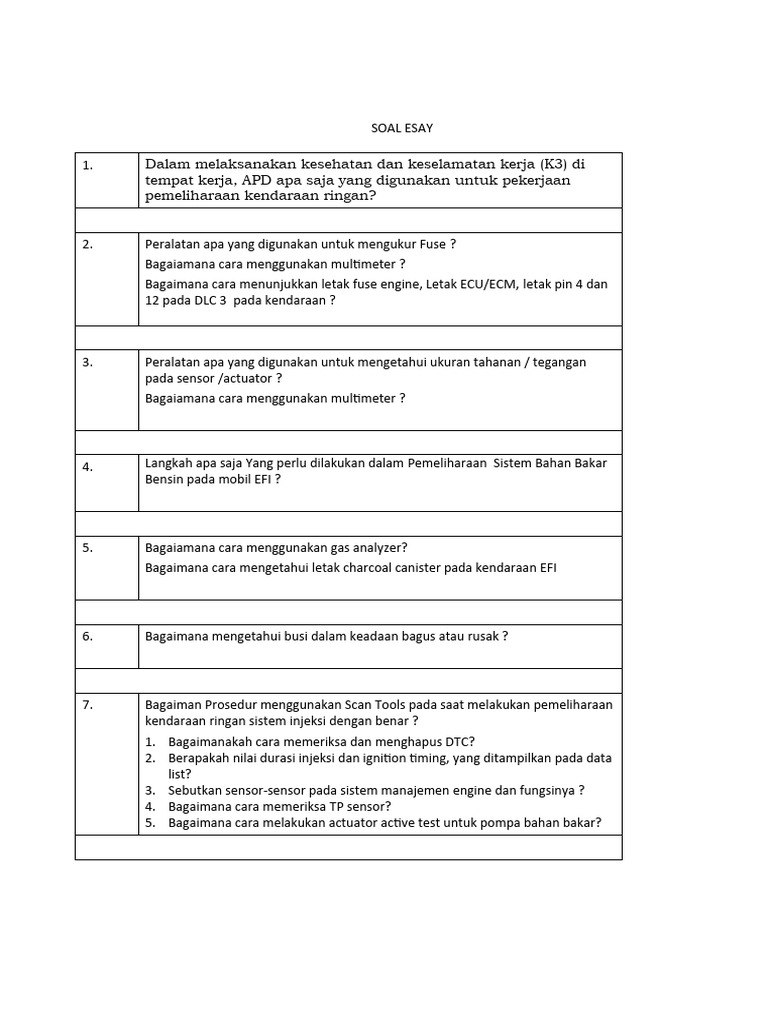 Soal Esay | PDF | Teknologi & Rekayasa