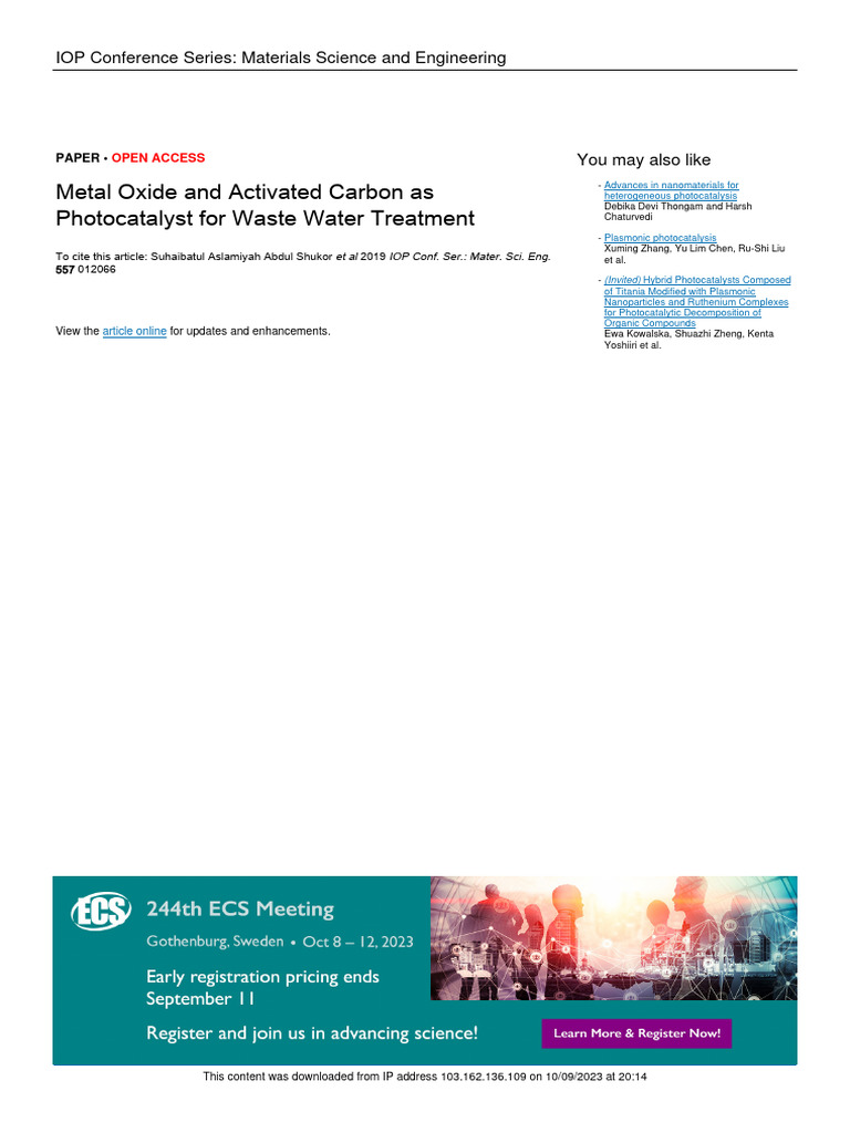 Abdul Shukor 2019 IOP Conf. Ser. Mater. Sci. Eng. 557 012066 | PDF | Titanium Dioxide | Zinc Oxide