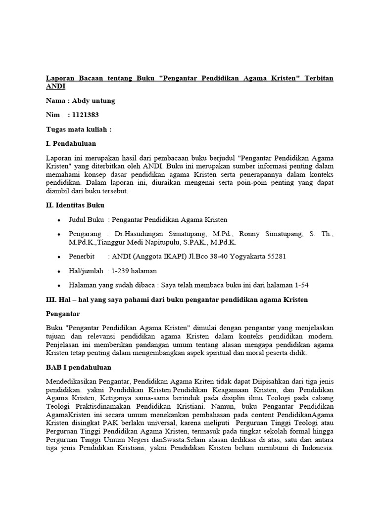 Laporan Buku Bacaan | PDF