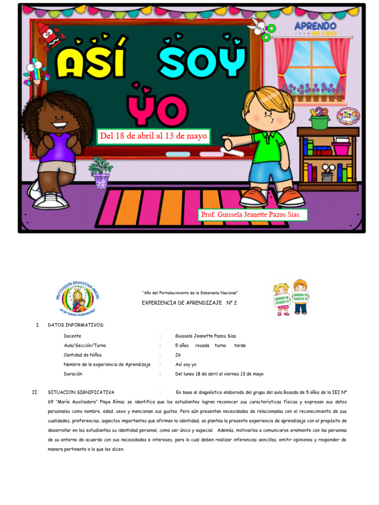 Exp.2 Asi Soy Yo | PDF | Aprendizaje | Las emociones
