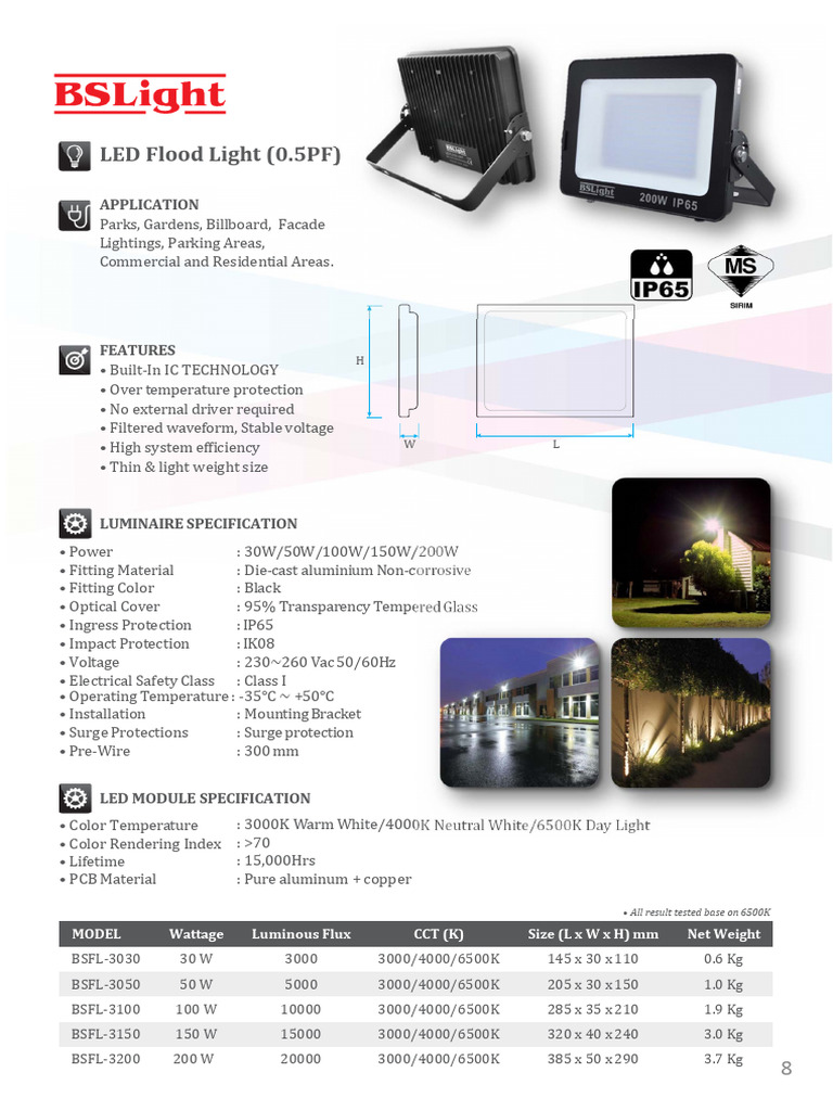 LED Flood Light Specifications | PDF