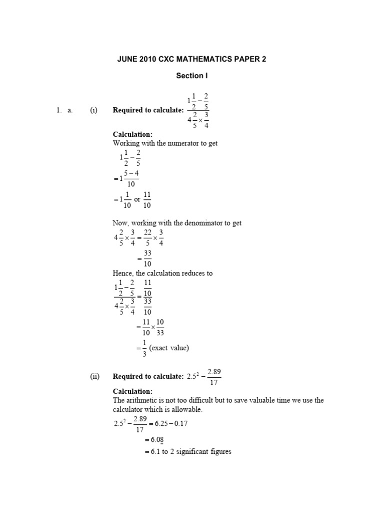Csec Maths June 2010 | PDF | Angle | Area