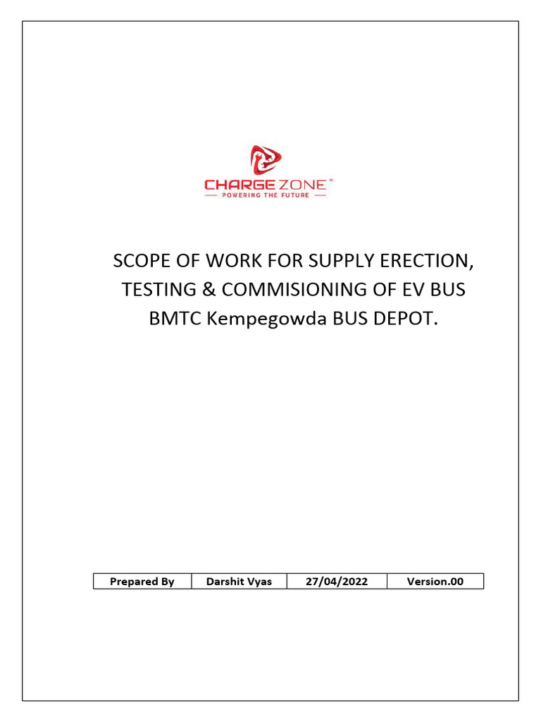 Scope of Work For Supply Erection, Testing & Commisioning of Ev Bus ...