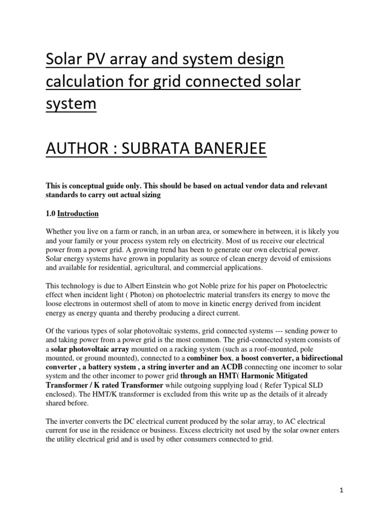 Pv Calculations Pdf Photovoltaics Photovoltaic System
