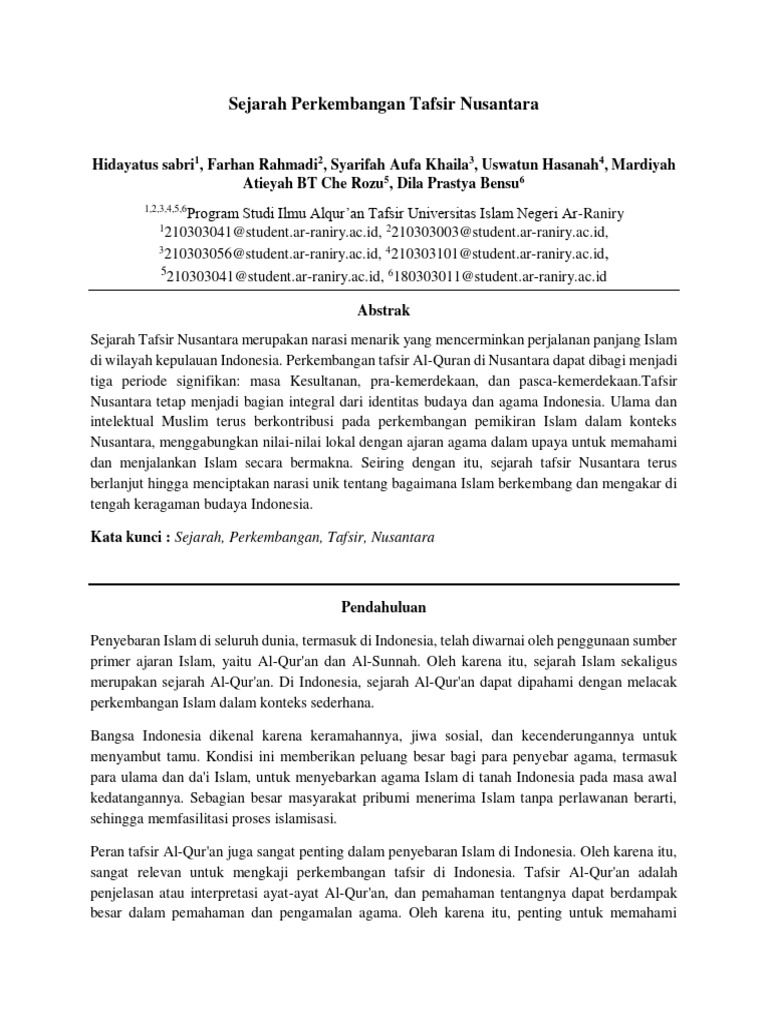 Kelompok 1 Sejarah Perkembangan Tafsir Nusantara | PDF | Agama & Spiritualitas