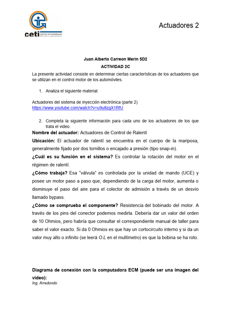 Actuadores 2: Juan Alberto Carreon Merin 5D2 Actividad 2C | PDF | voltaje | Ciencias fisicas