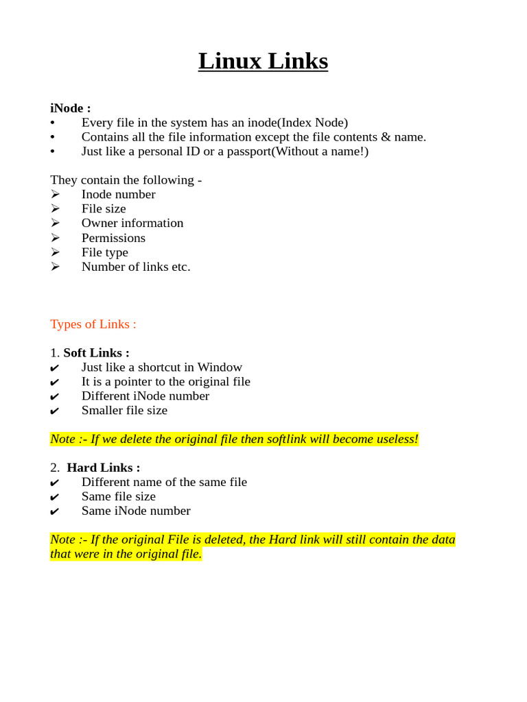 Linux Soft and Hard Links | PDF | Computers