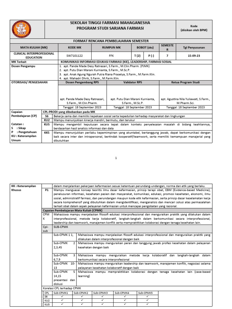 RPS Kontrak Clinical IPE | PDF
