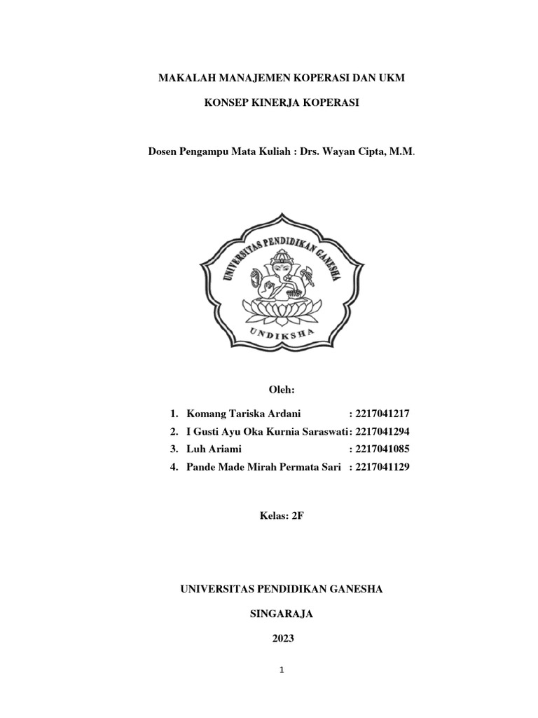 Konsep Kinerja Koperasi - KLP 5 | PDF