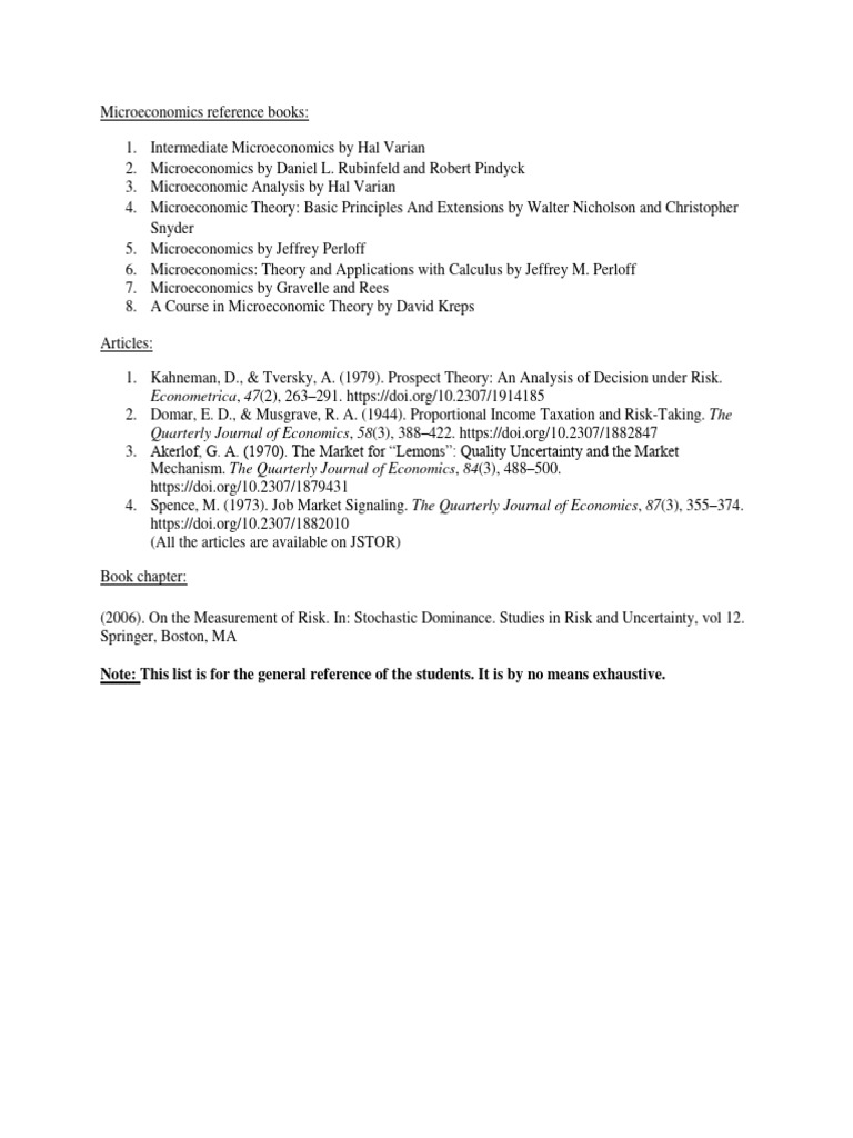 Microeconomics References | PDF