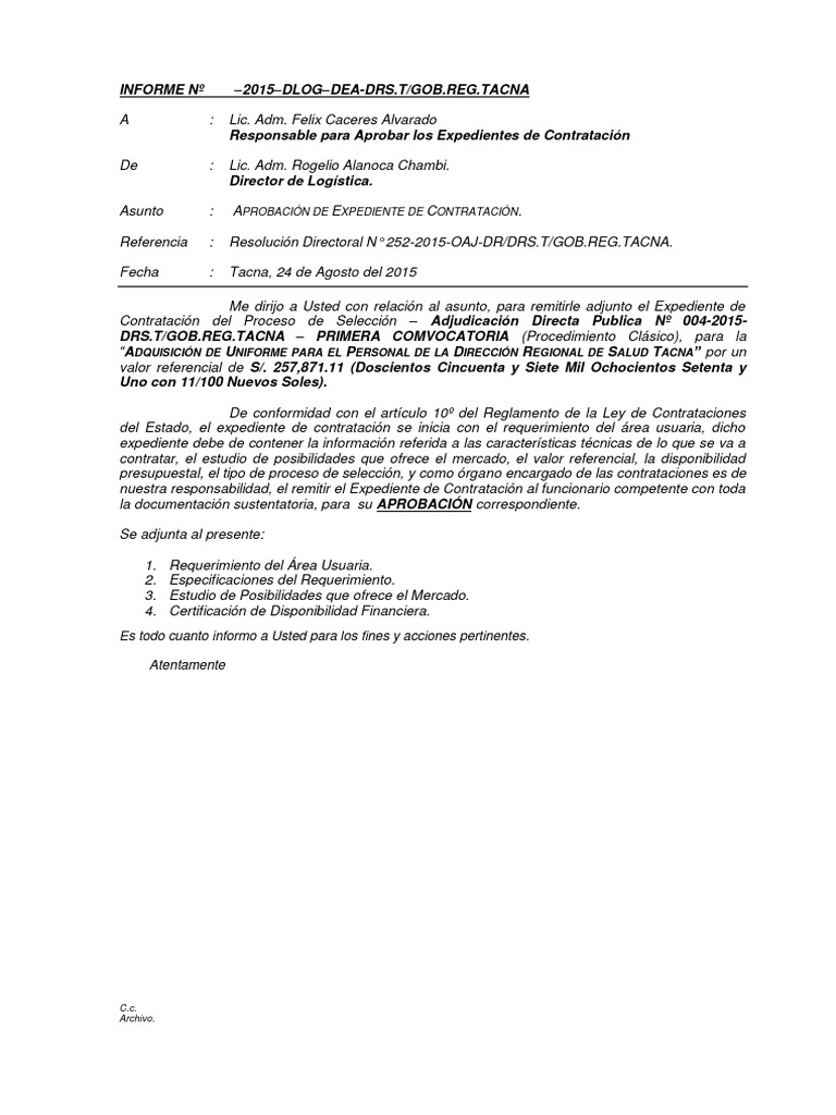 Informe de Aprobacion de Expediente de Contratacion | PDF Informe de Aprobacion de Expediente de Contratacion | PDF