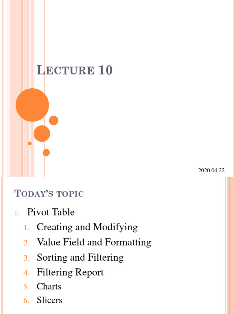Lecture 10 Pivot Table Pdf Computer Programming Computing 4422