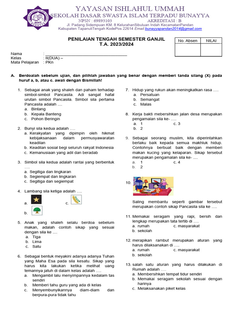 Soal PKN PTS Ganjil 2023-2024 | PDF