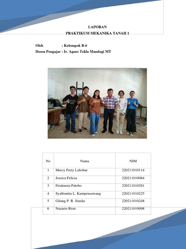 Laporan Praktikum Mekanika Tanah Kelompok B6 | PDF