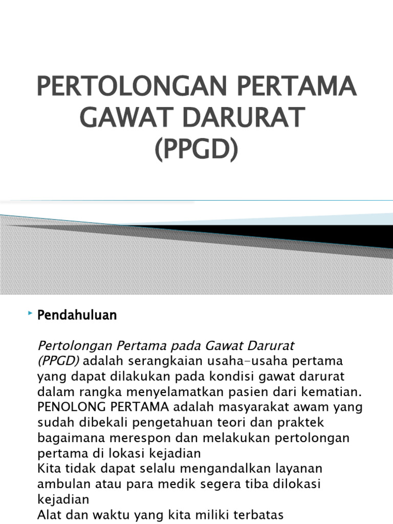 Pertolongan Pertama Gawat Darurat (PPGD) | PDF
