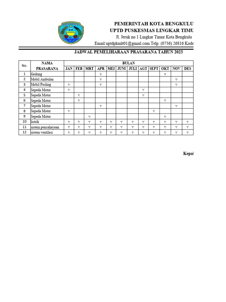 Jadwal Pemeliharaan Barang 2023 Pdf